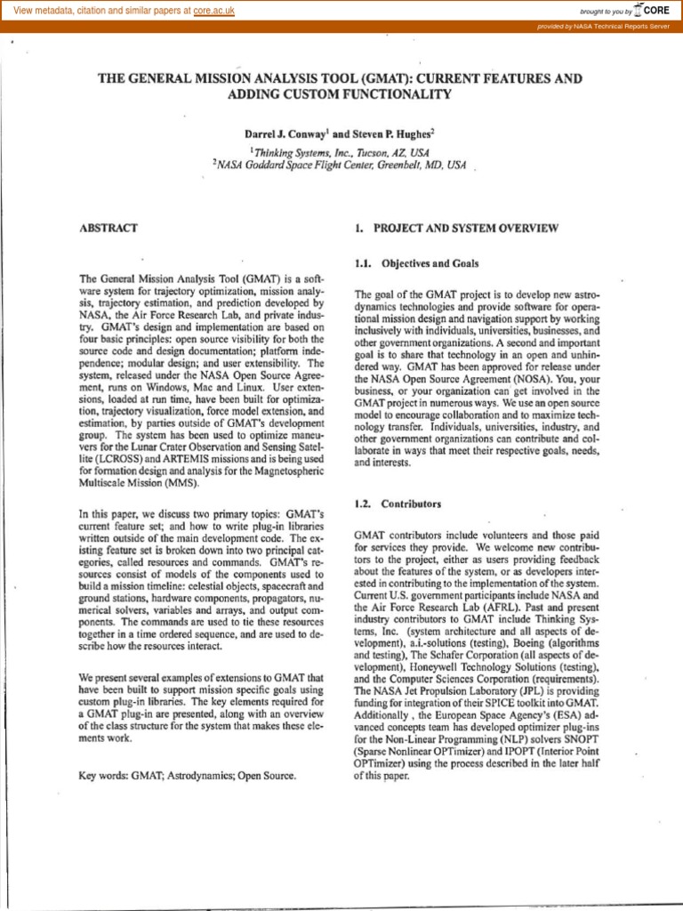 NASA software tool for space mission design and analysis | PDF | Class (Computer Programming ...