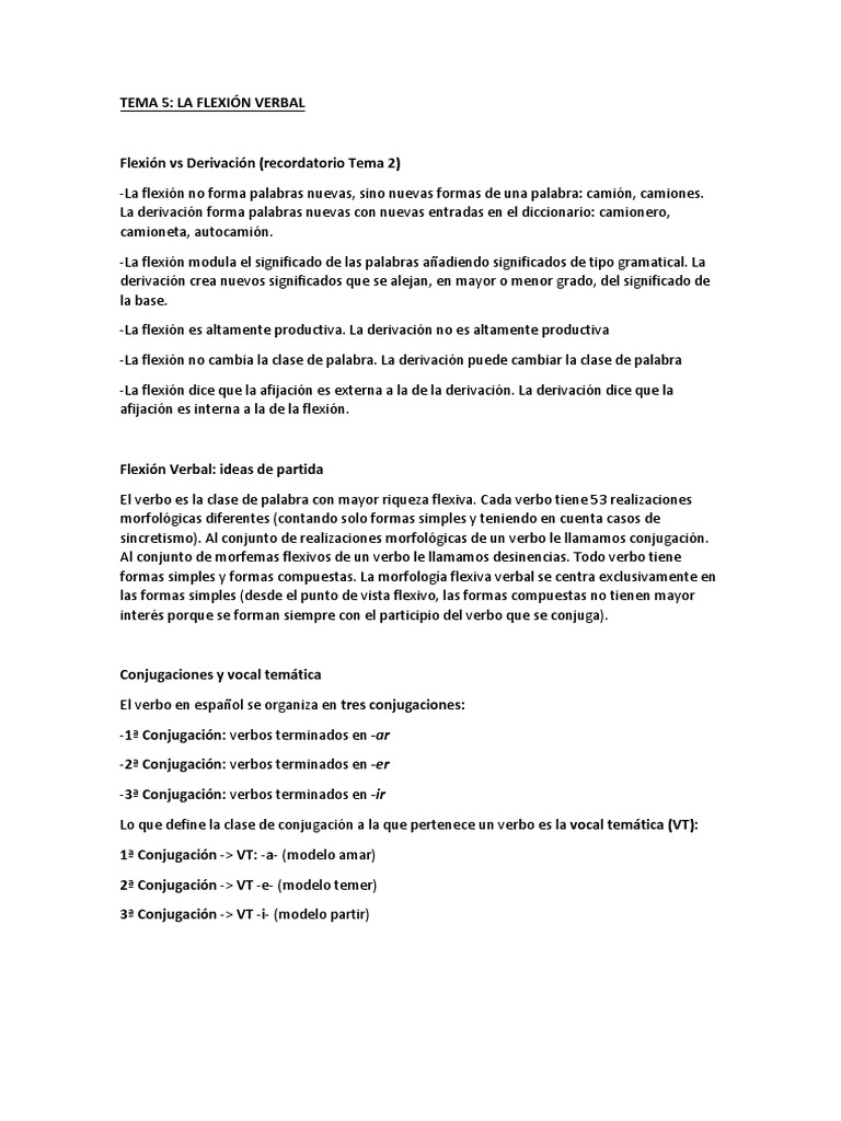 Tema 5 Completo | PDF | Verbo | Conjugación gramatical