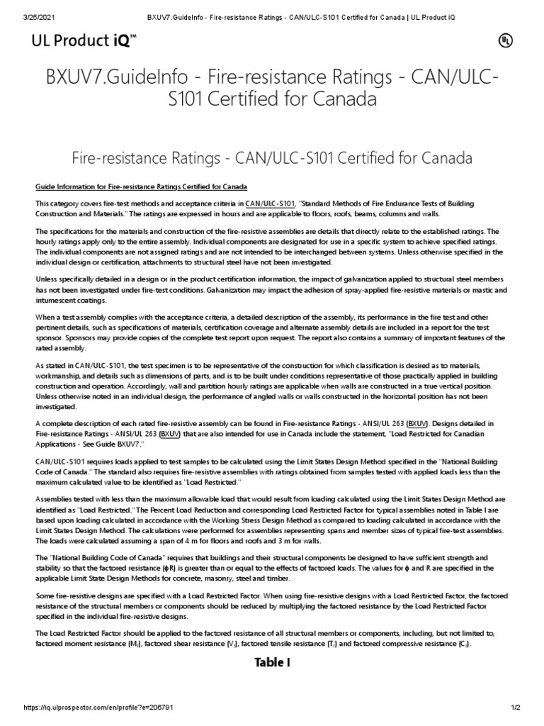 BXUV7.GuideInfo - Fire-Resistance Ratings - CAN - ULC-S101 Certified For Canada - UL Product Iq ...