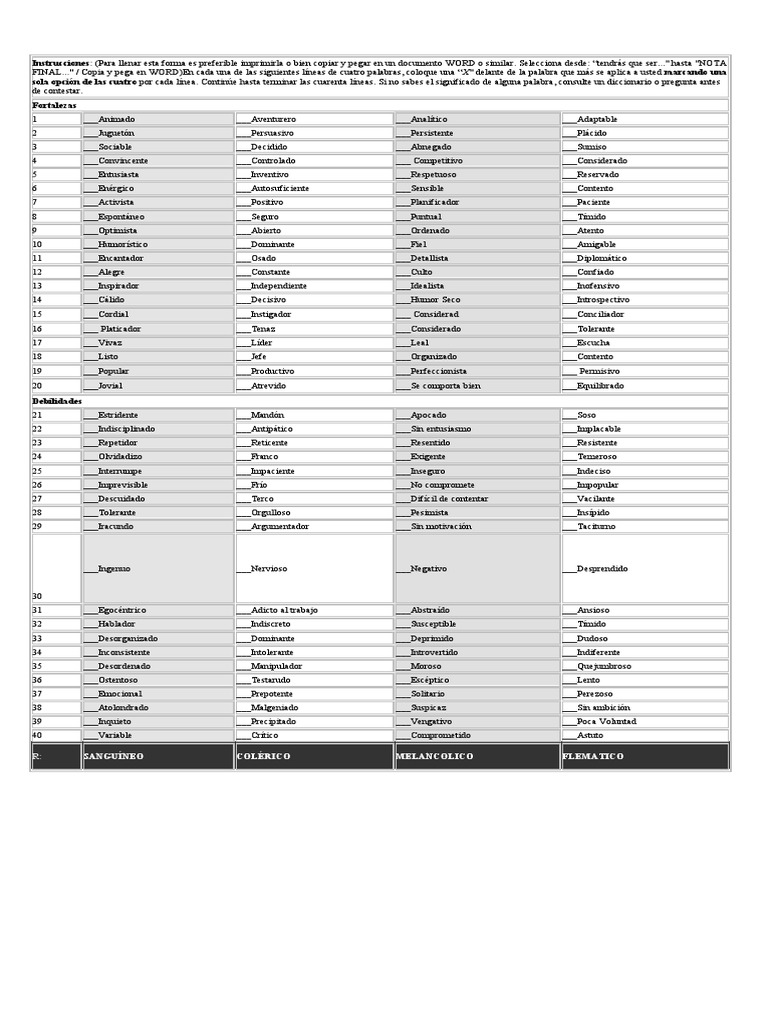Test de Temperamento | PDF | Temperamento