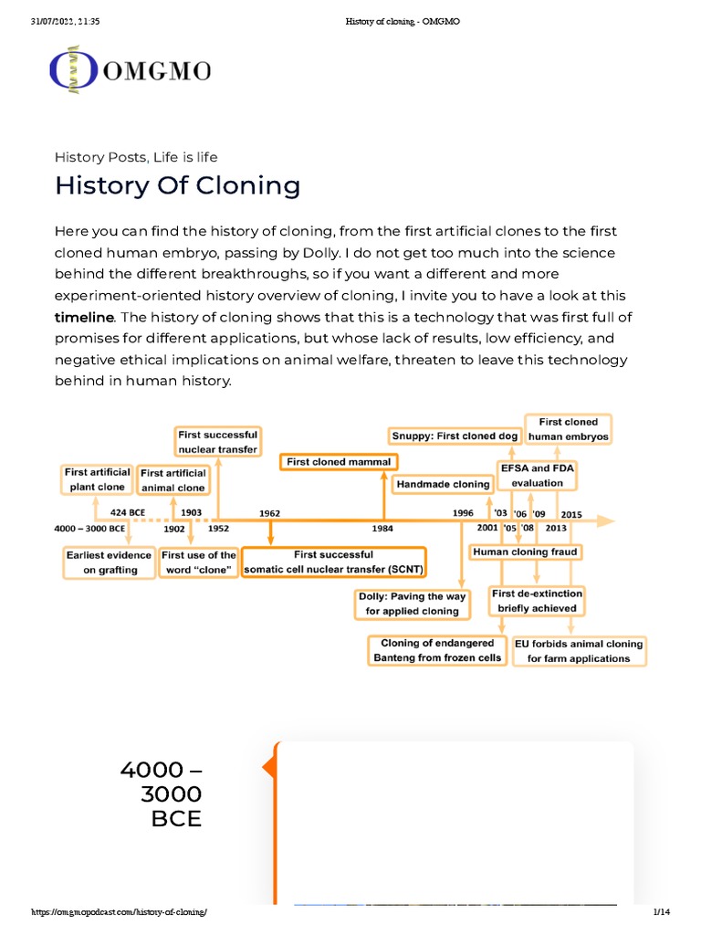 History of Cloning - OMGMO | PDF | Cloning | Life Sciences