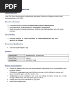 Sample Resume For SAP EWM | PDF | Warehouse | Enterprise Resource Planning