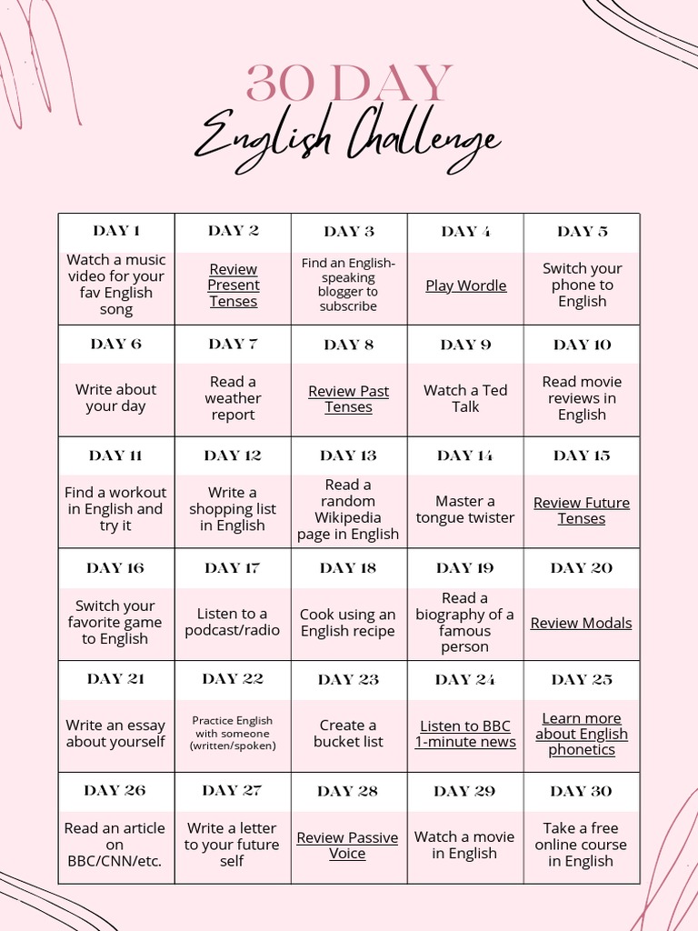 30 English Challenge | Download Free PDF | English Language | Human ...