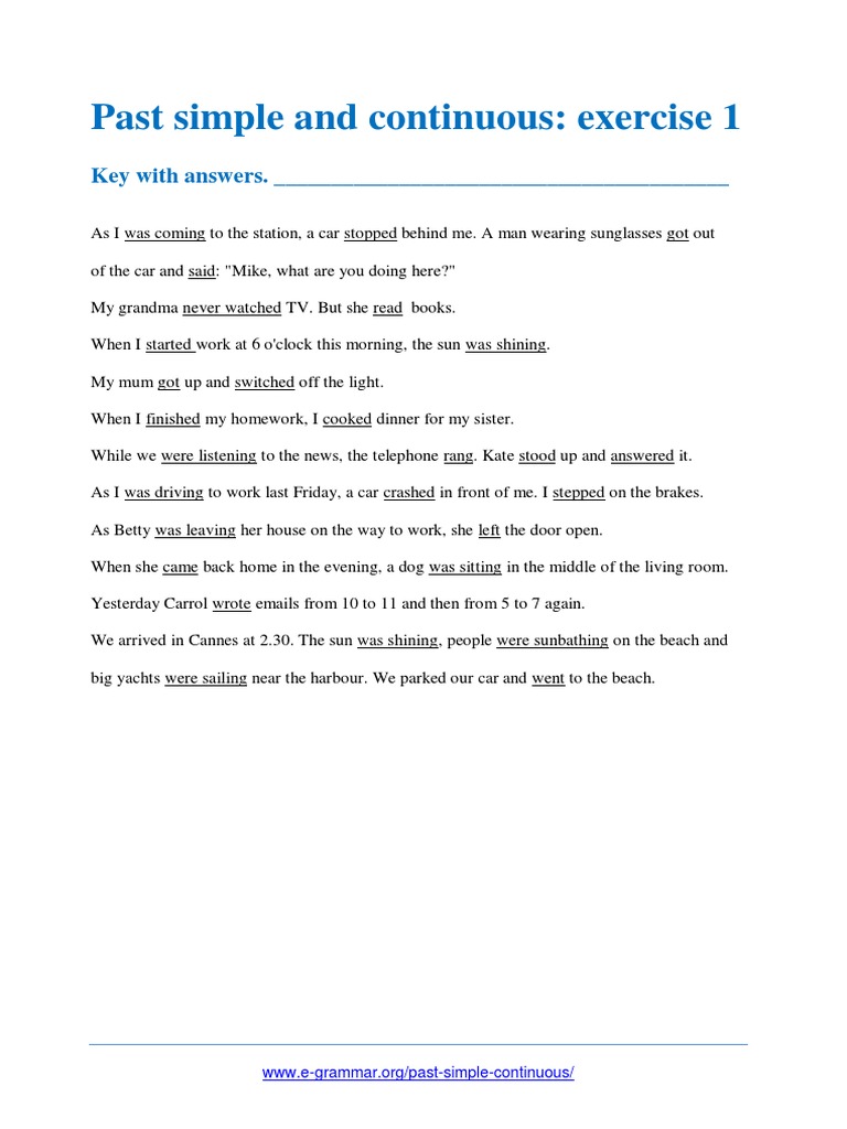 Past Simple Continuous Exercise 1 | PDF