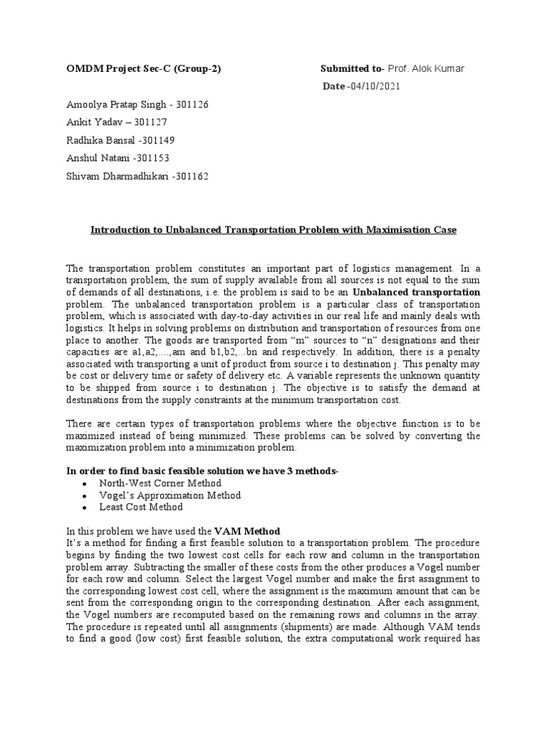 OMDM Project Sec | PDF | Mathematical Optimization | Computer Science