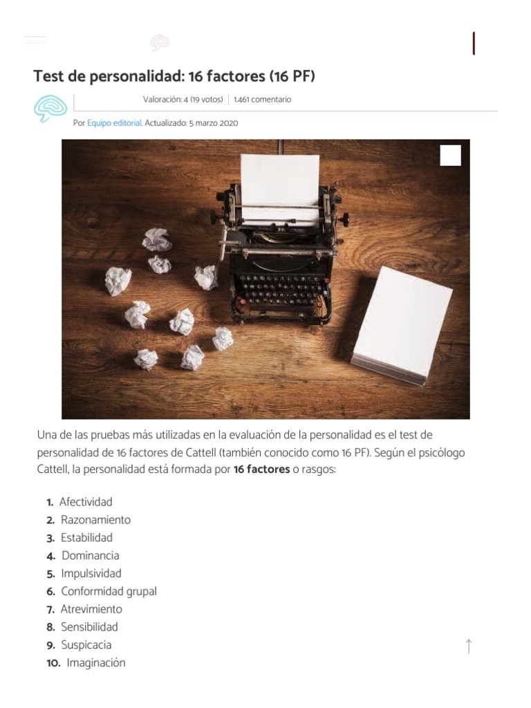 Test de Personalidad - 16 Factores | PDF | Las emociones | Curiosidad