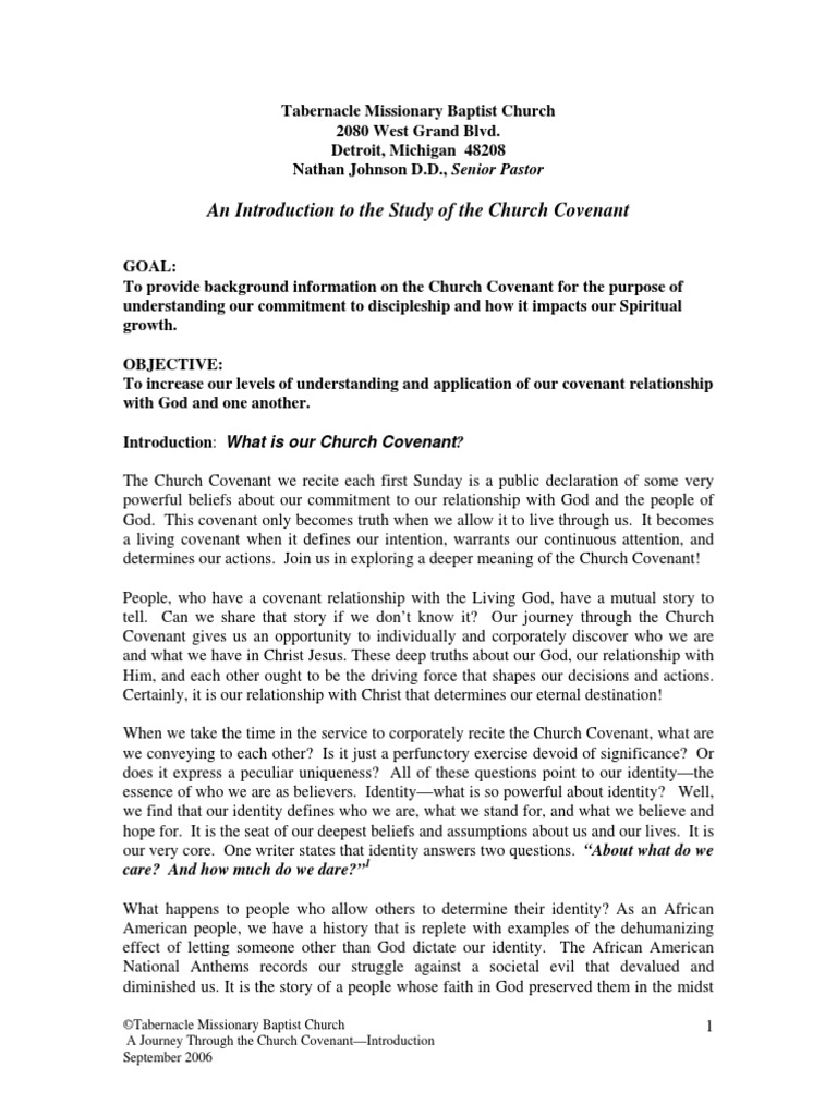 An Introduction To The Study of The Church Covenant | PDF | Covenant ...