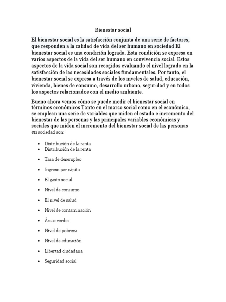 Bienestar Social | PDF