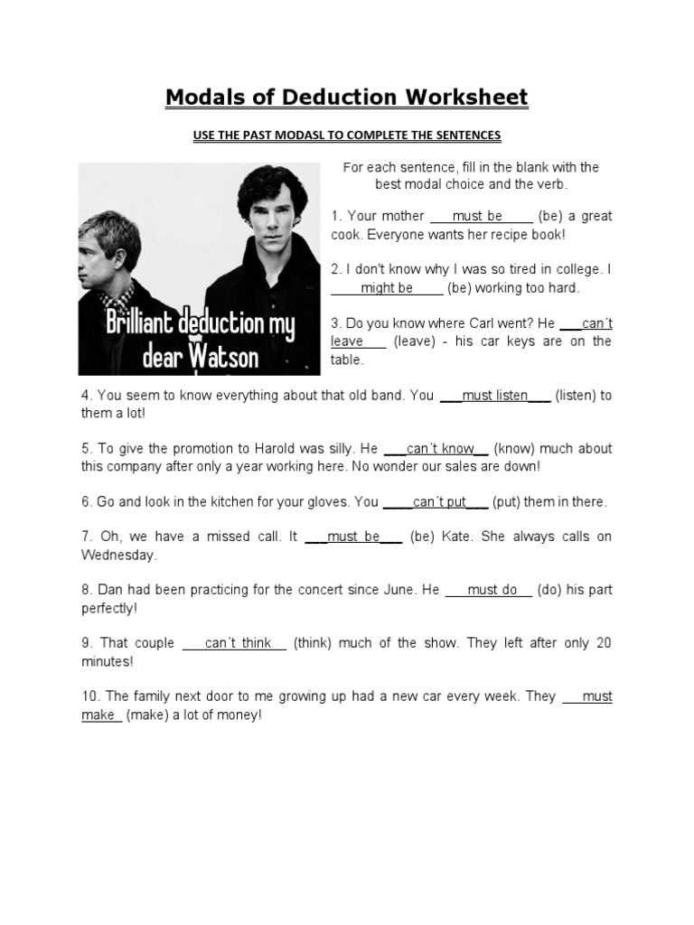 HOMEWORK Modals of Deduction Past | PDF