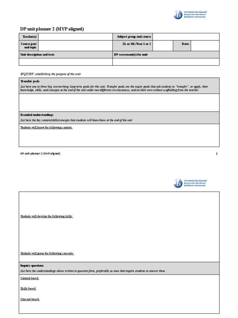 DP Unit Planner Style 2 | PDF