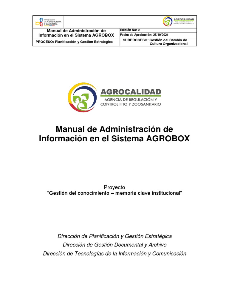 Manual de Administración de Información en El Sistema AGROBOX | PDF | Archivo de computadora ...
