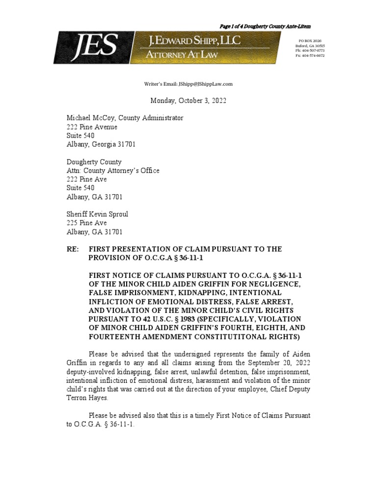 DCSO Ante Litem First | PDF | Sheriffs In The United States | Damages