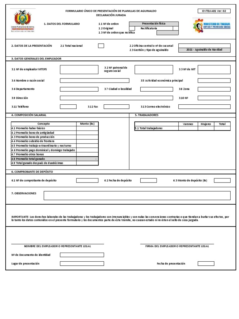 DDJJ Planilla de Aguinaldo de Navidad 2021 | PDF | Empleo