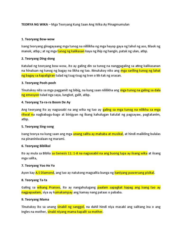 Teorya NG Wika | PDF