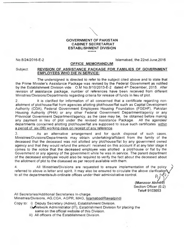 Revision of Assistance Package Dated 22-06-2016 | PDF