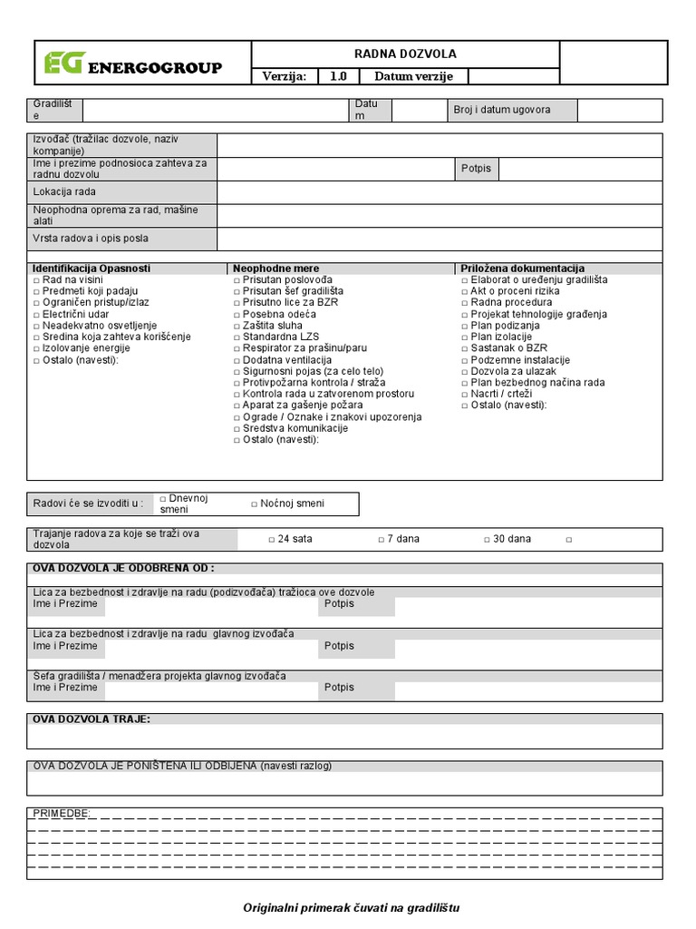 Radna Dozvola | PDF