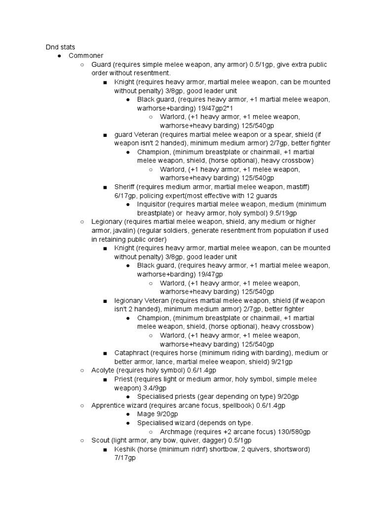 Units Chart and Requirements | PDF