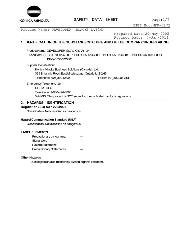 A04P600 - DV610K - en - 2016 Sds | PDF | Dangerous Goods | Superfund