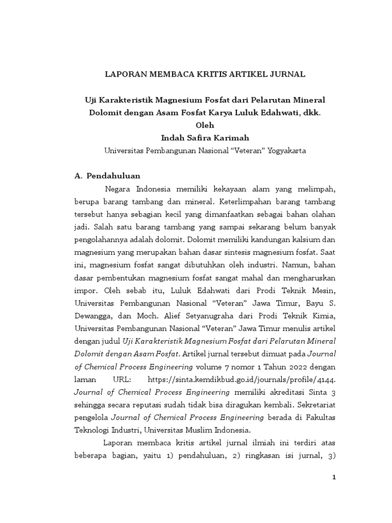 Sintesis Magnesium Fosfat dari Dolomit | PDF | Sains & Matematika