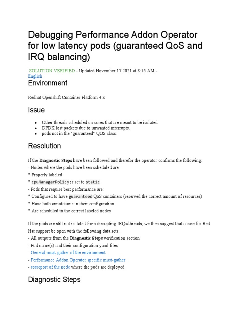 Debugging Performance Addon Operator For Low Latency Pods | PDF | Central Processing Unit ...