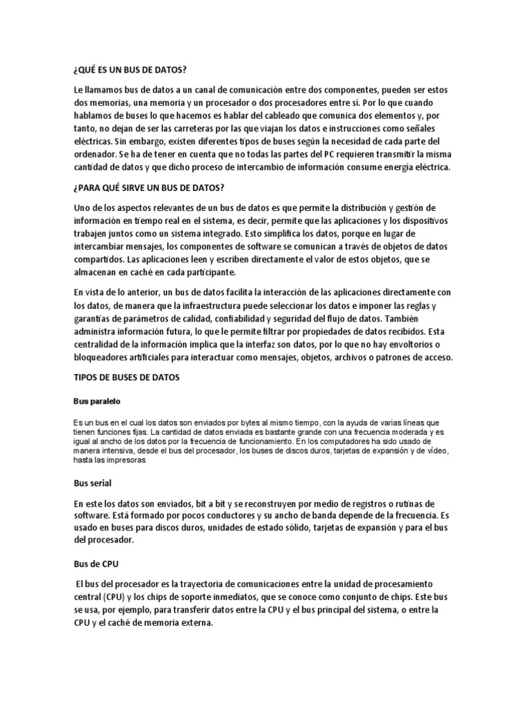 Qué Es Un Bus de Datos | PDF | Unidad Central de procesamiento ...