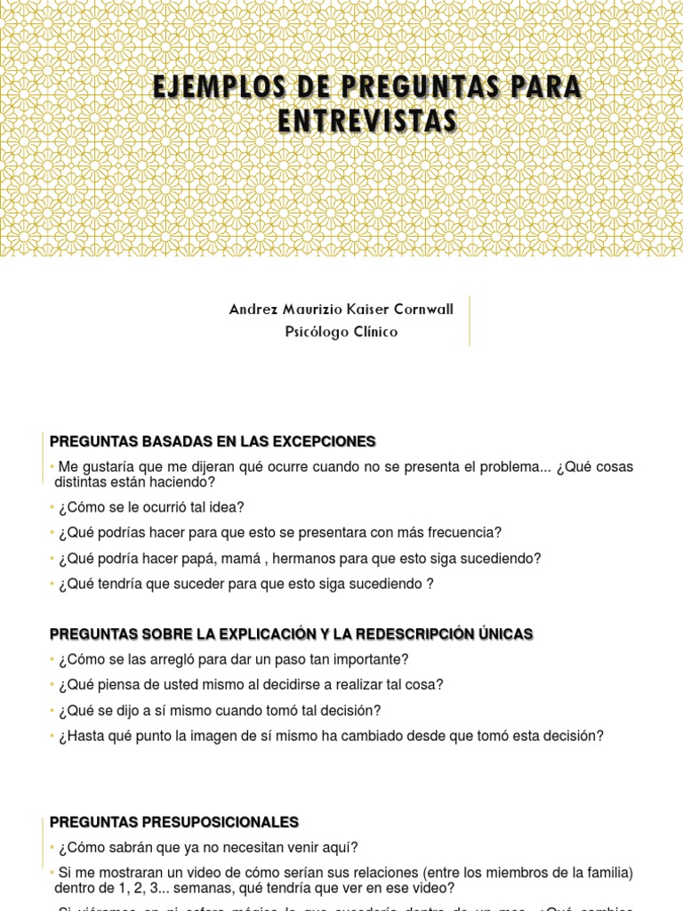 Ejemplos de Preguntas para Entrevistas | PDF