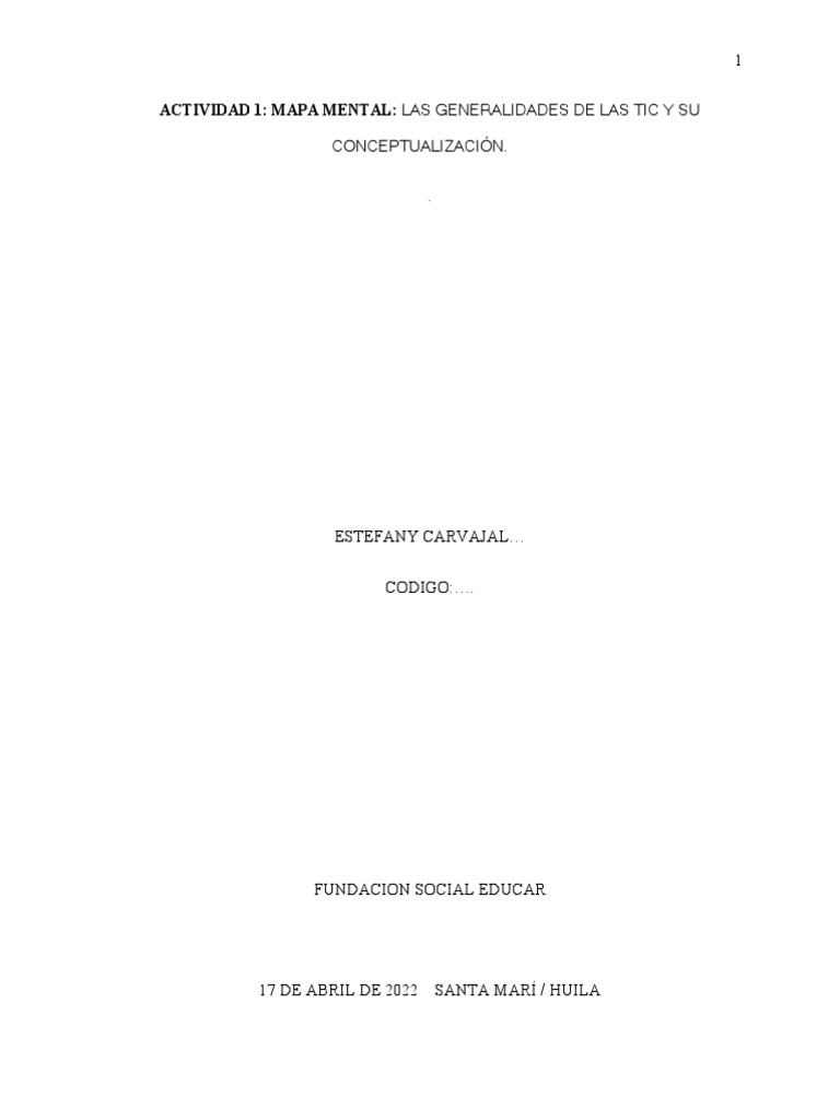 actividad 1 mapa mental sobre orígenes y conceptos de las TICS | PDF ...