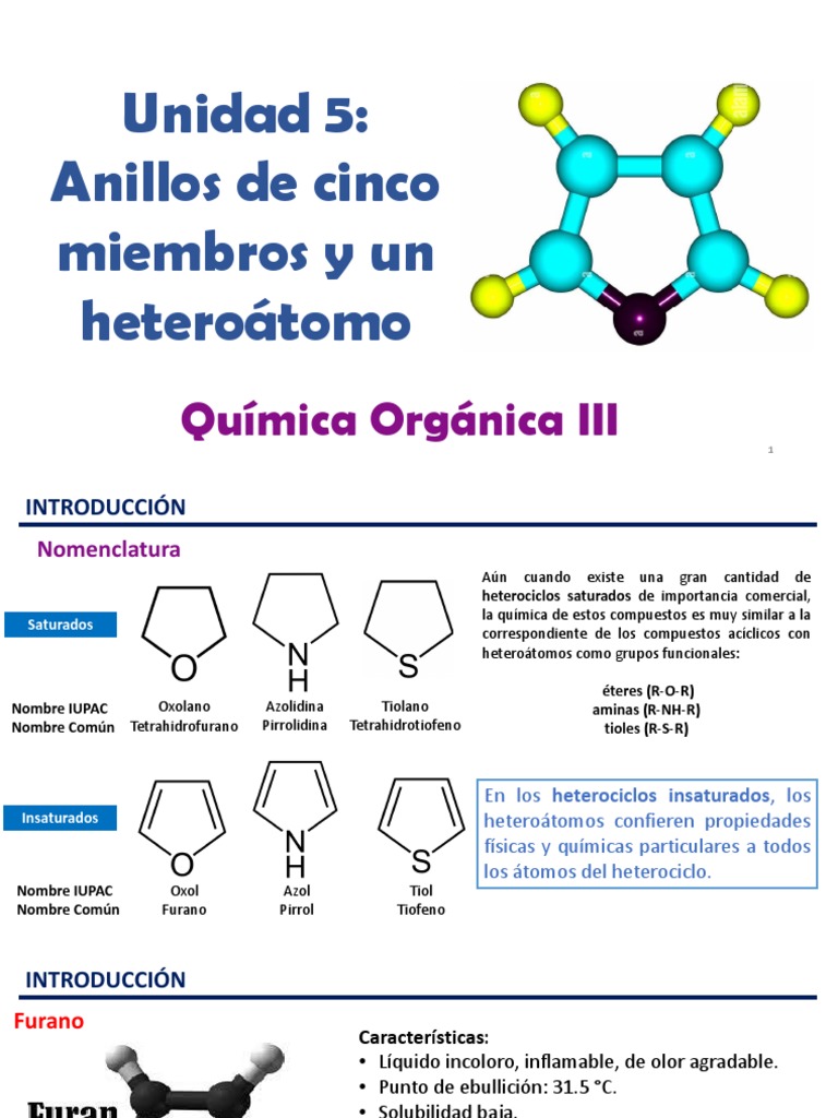 Unidad 5 Anillos de Cinco Miembros y Un Heteroatomo | PDF