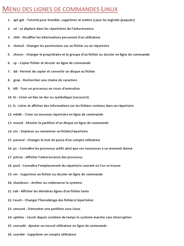 Commandes Essentielles Linux | PDF | Fichier texte | Interface en ligne de commande