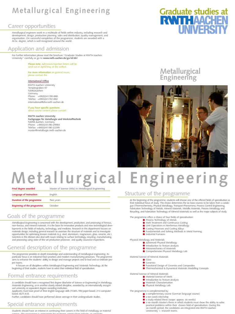 Graduate Studies At: Metallurgical Engineering | PDF | Metallurgy ...