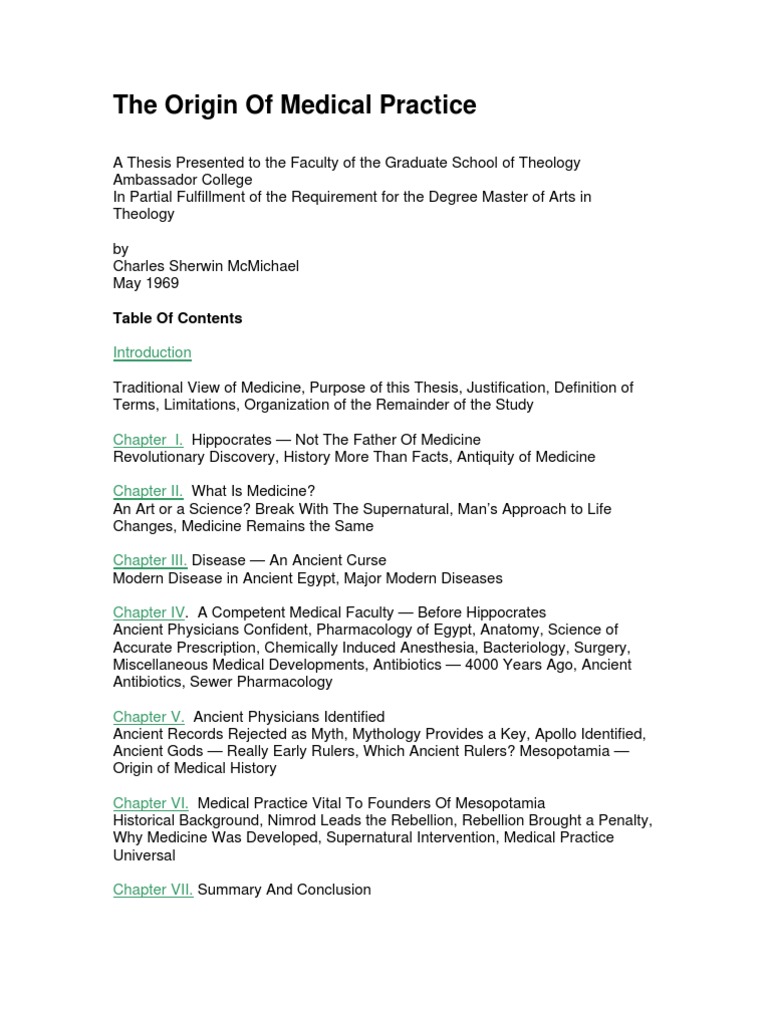 The Origin of Medical Practice | PDF | Papyrus | Medicine