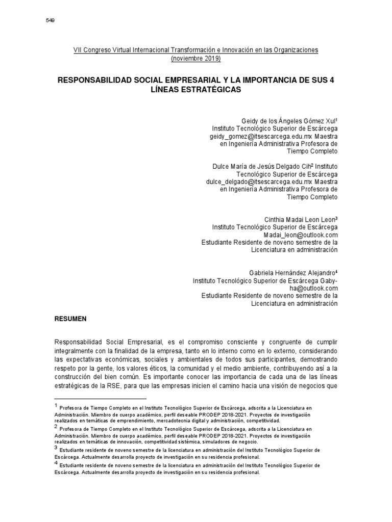 36 Responsabilidad Social Empresarial y La Importancia de Sus 4 Lineas Estrategicas | PDF ...