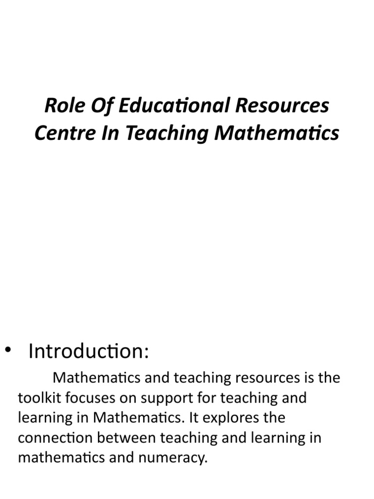 Role of Educational Resources Centre in Teaching Mathematics | PDF | Teaching Method | Learning