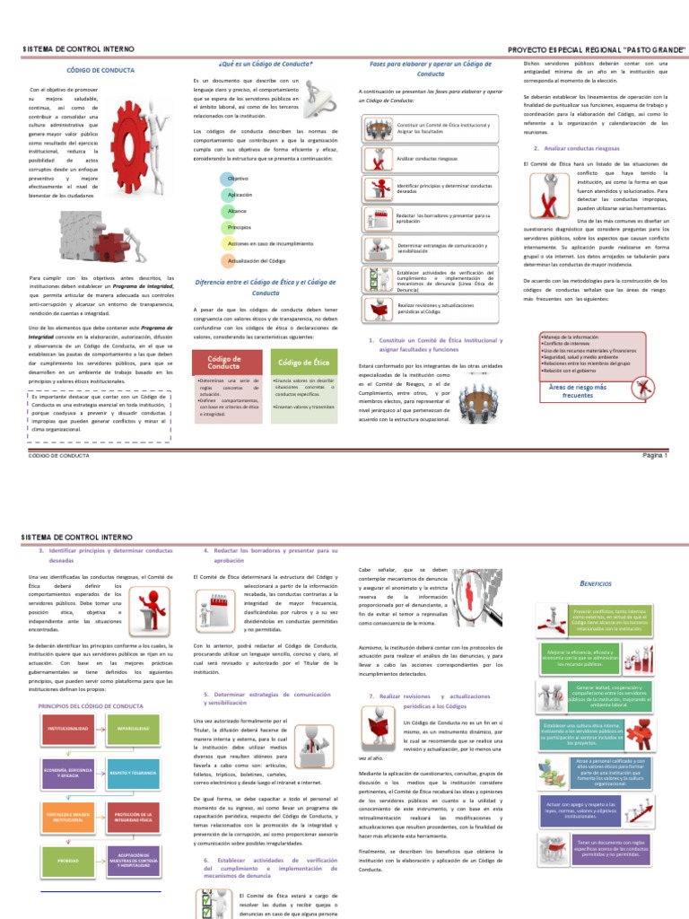 Triptico Codigo de Conducta - PERPG | PDF | Comportamiento | Institución
