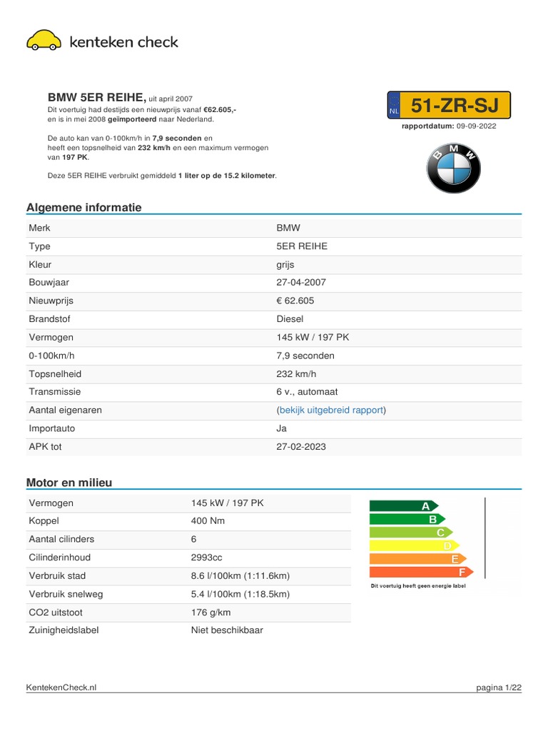 KentekenCheck 51-ZR-SJ | PDF