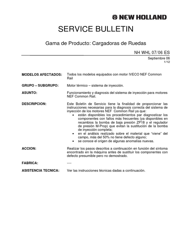 NH WHL 07-06 ES-Motor Térmico-Diagnosis Sistema Inyección NEF C.rail | PDF | Bomba | Inyección ...