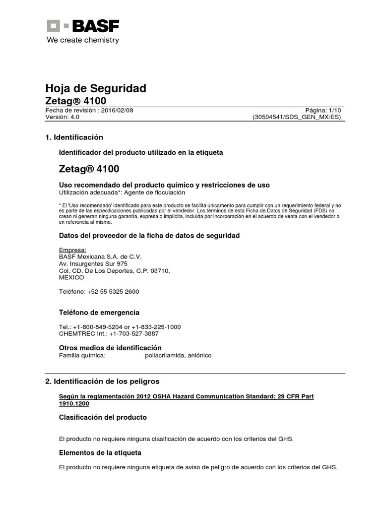 HS Zetag 4100 | PDF | Agua | Combustión