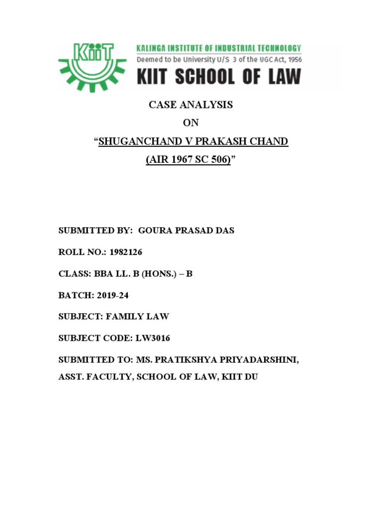 Shuganchand v. Prakash Chand Case Analysis | PDF | Lawsuit | Appellate ...
