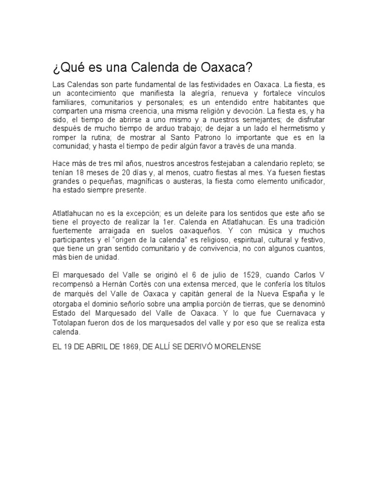 Calenda: Tradición Festiva de Oaxaca | PDF