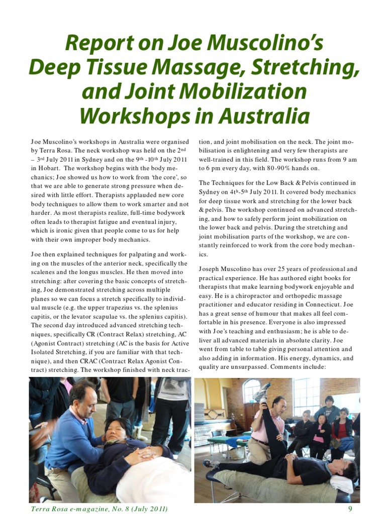 Joe Muscolino Workshop in Australia 2011 | PDF | Massage | Medicine