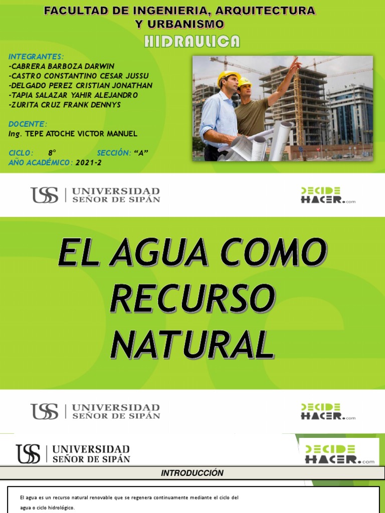 Grupo 01 - El Agua Como Recurso Natural | PDF | Agua | Ingeniería hidráulica