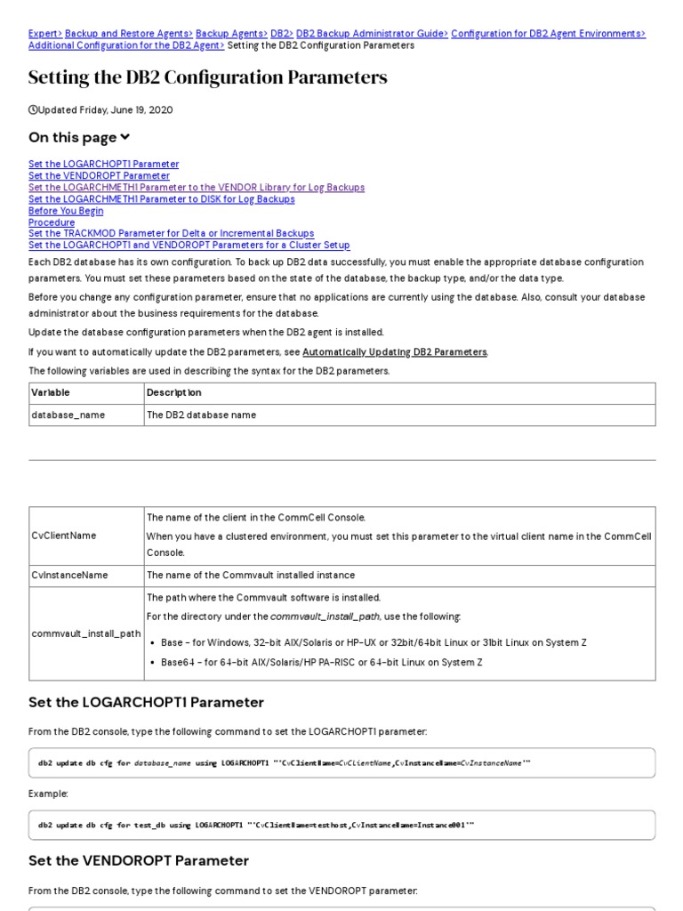 Setting The DB2 Configuration Parameters | PDF | Backup | Command Line Interface
