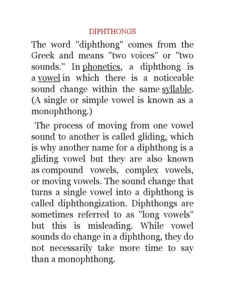 DIPHTHONGS | PDF
