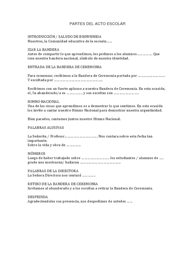 Partes Del Acto Escolar | PDF