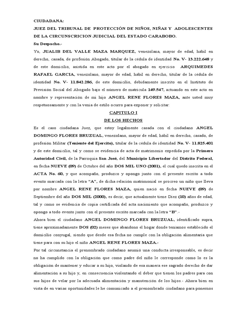 Demanda De Pension De Alimento I Pdf Pensión Alimenticia Venezuela