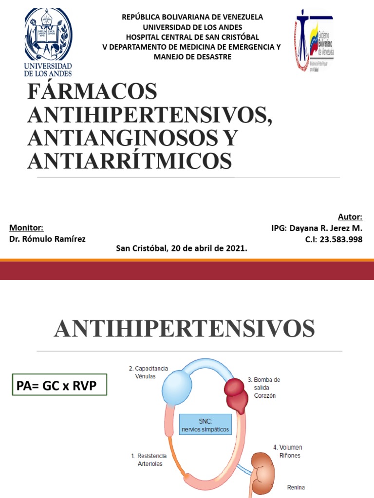 Antihipertensivos, Antianginosos y Antiarritmicos | PDF | Drogas ...