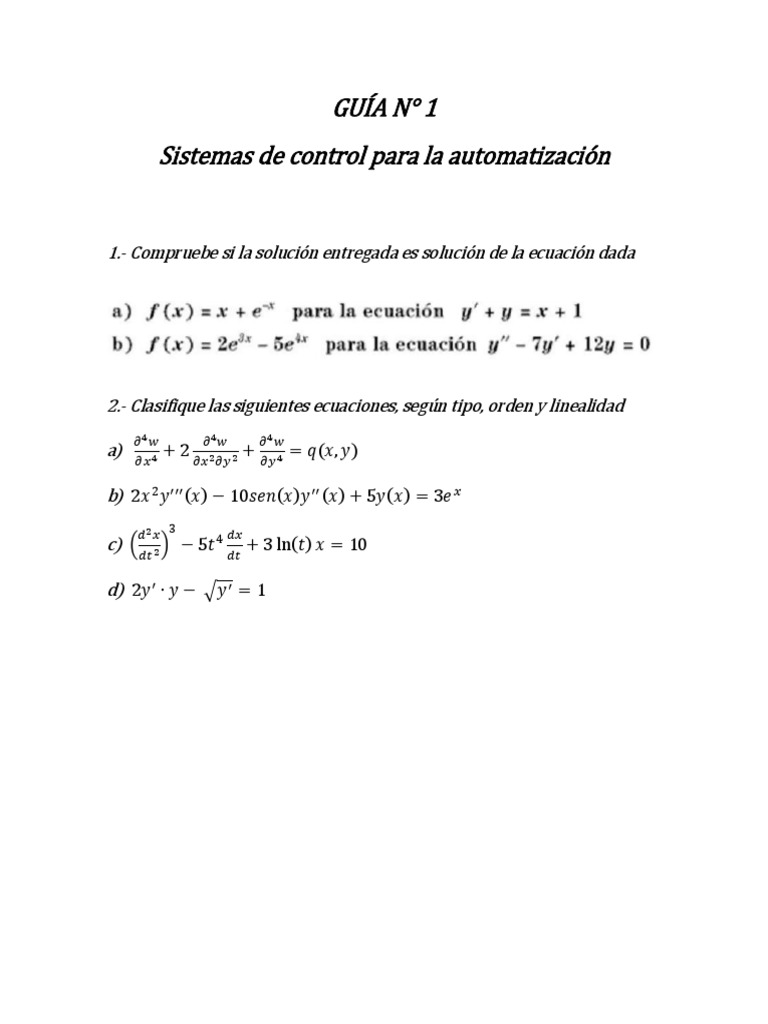 GUÍA N°1 - Ecuaciones Diferenciales | PDF