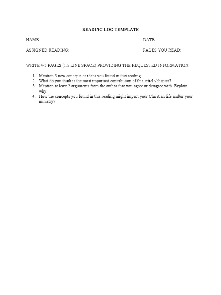 Reading Log Template | PDF