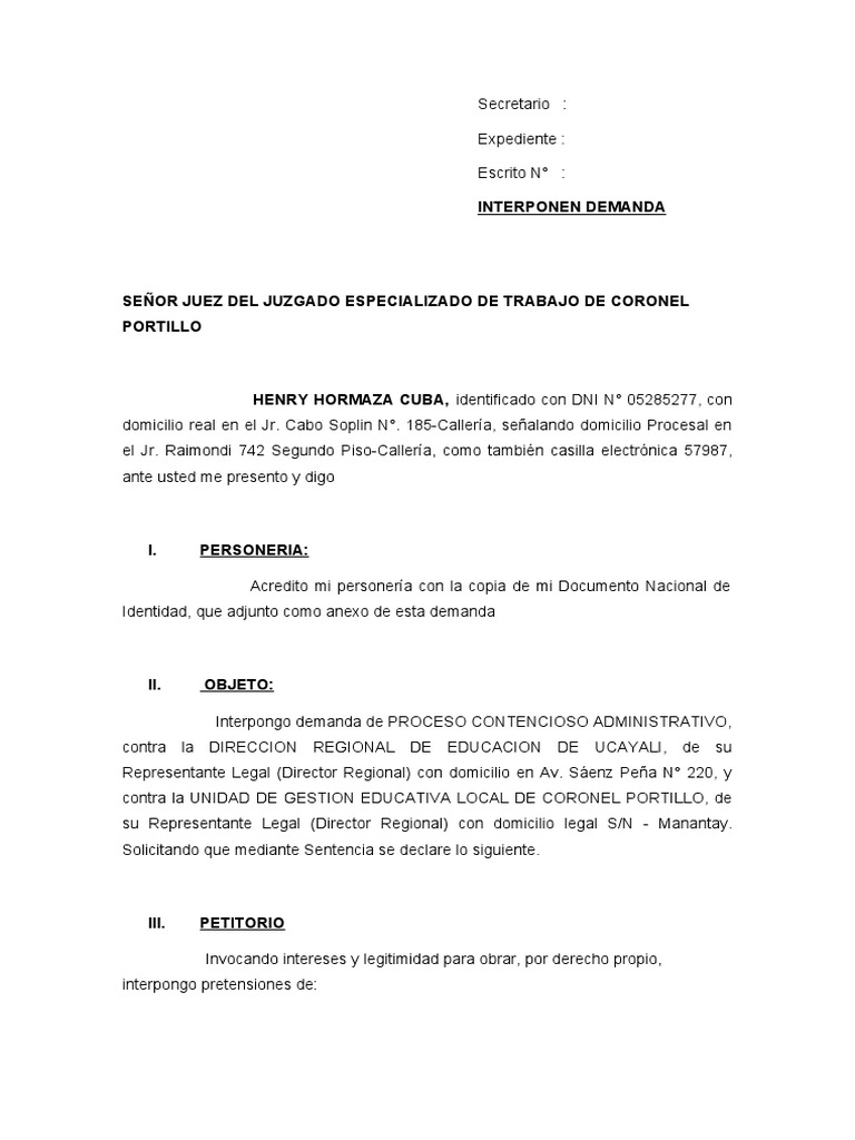 Modelo Demanda | Descargar gratis PDF | Demanda judicial | Ley procesal