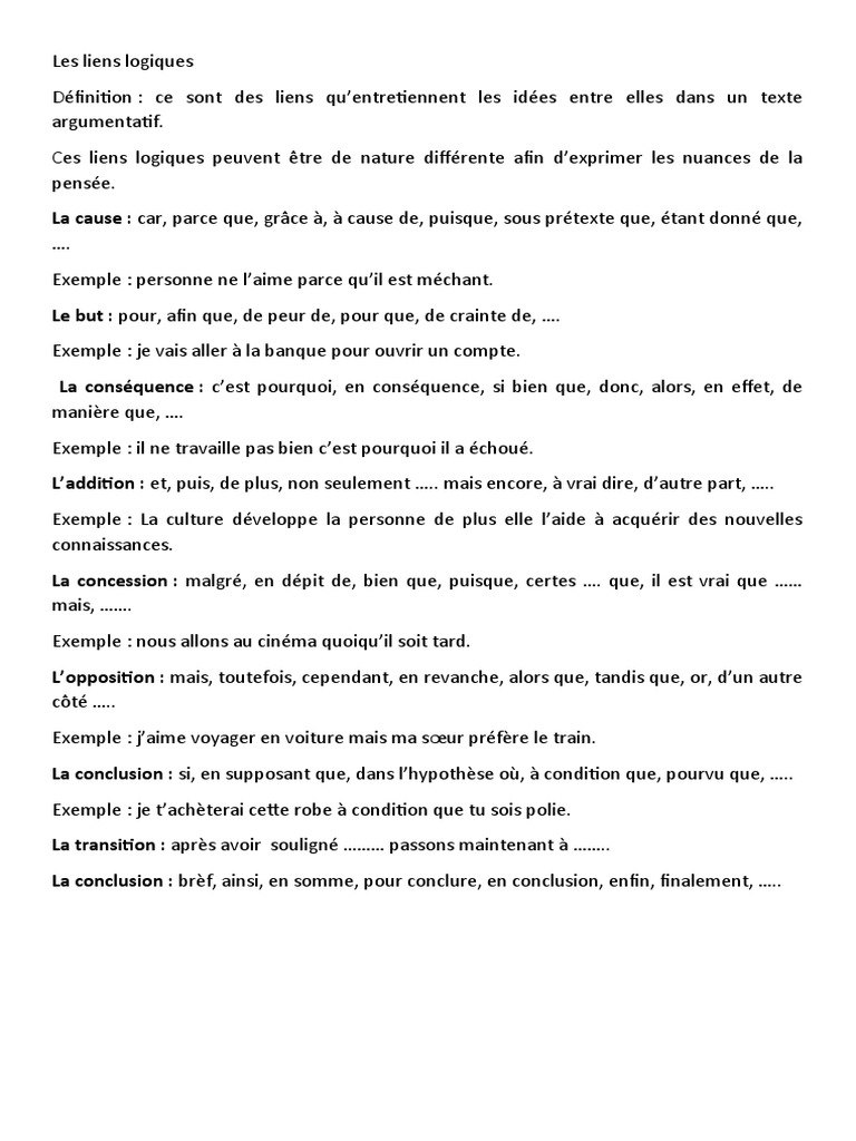 Les Liens Logiques | PDF